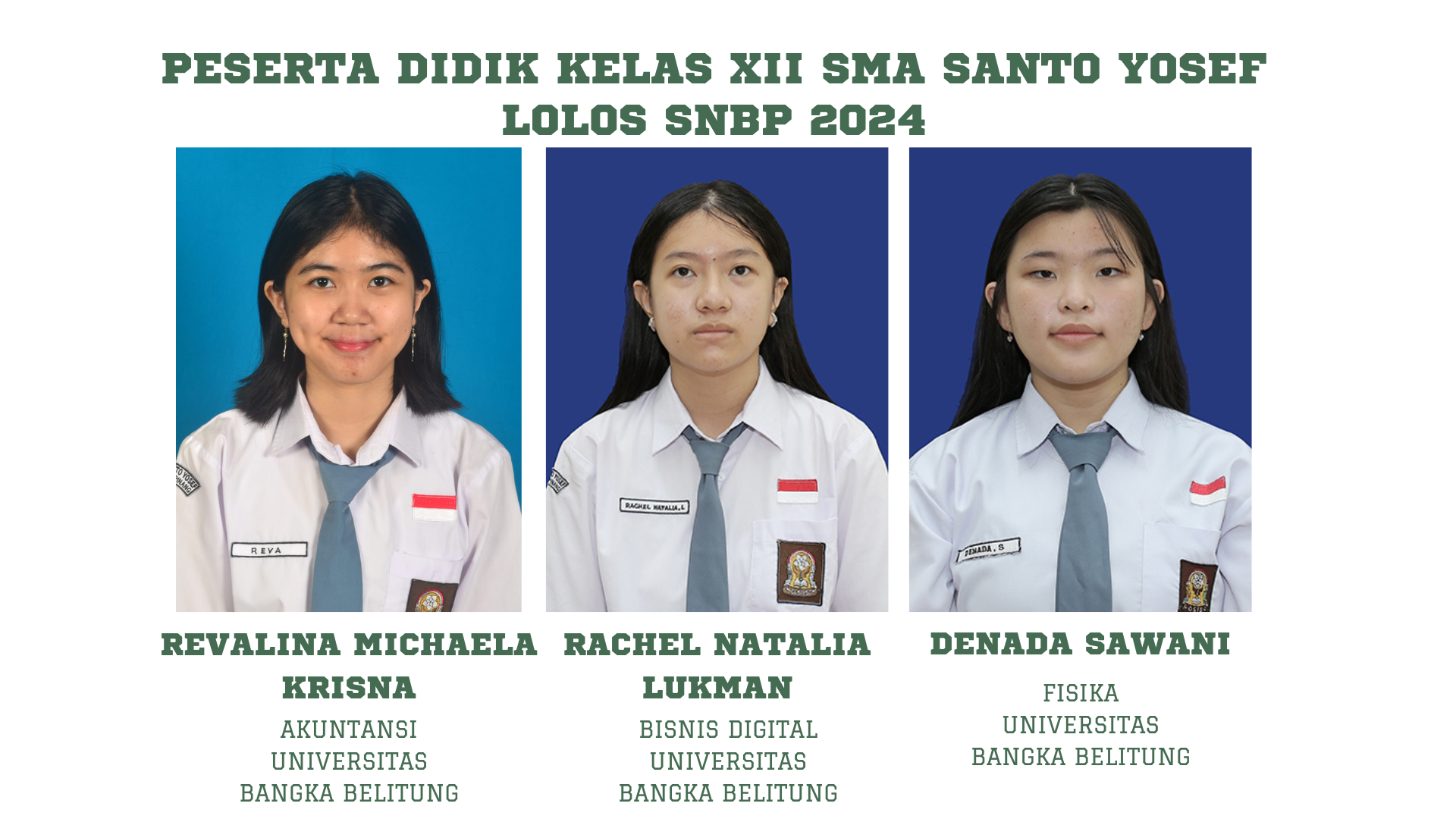 Selamat dan Sukses!!! 7 Peserta Didik SMA Santo Yosef Pangkalpinang Lolos SNBP 2024 - YtkNews